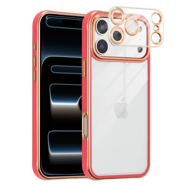 ZTOFERA for iPhone 17 Pro ケース、クリスタルクリアアクリルバック、ソフトメッキエッジ、取り外し可能な電話レンズ、スリム透明バンパーケース for iPhone 17 Pro ホットピンク商品コード：66080072...