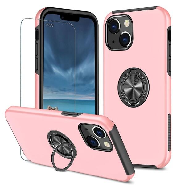 JSCOMYAP iPhone 13 Mini 用ケース いphone13mini スマホケース + iphone13mini ?化 ガラス フィルム リング付き スタンド機能 携帯ケース 耐衝撃 衝撃 スマホカバー Case Cover ...