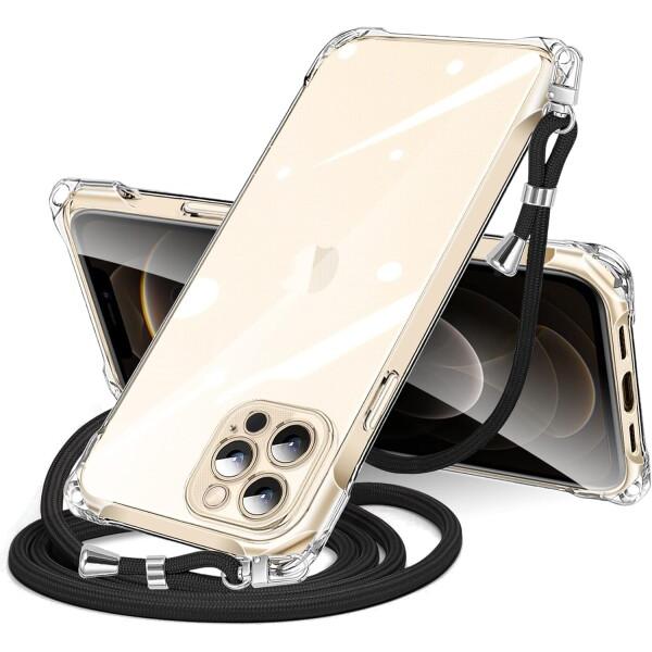 NISIILNG iPhone 14 Pro Max 用 ケース クリア ショルダー iPhone14promax スマホケース アイフォン14ProMax カバー 肩掛け 斜めかけ 縄掛け 透明 薄型 軽量 耐衝撃 TPU ストラップ付き...