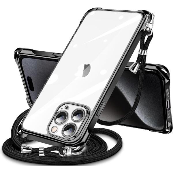NISIILNG iPhone 15 Pro 用 ケース クリア ショルダー iPhone15pro スマホケース アイフォン15Pro カバー 肩掛け 斜めかけ 縄掛けケース 透明 薄型 軽量 耐衝撃 TPU ストラップ付き 紐付き 斜め...