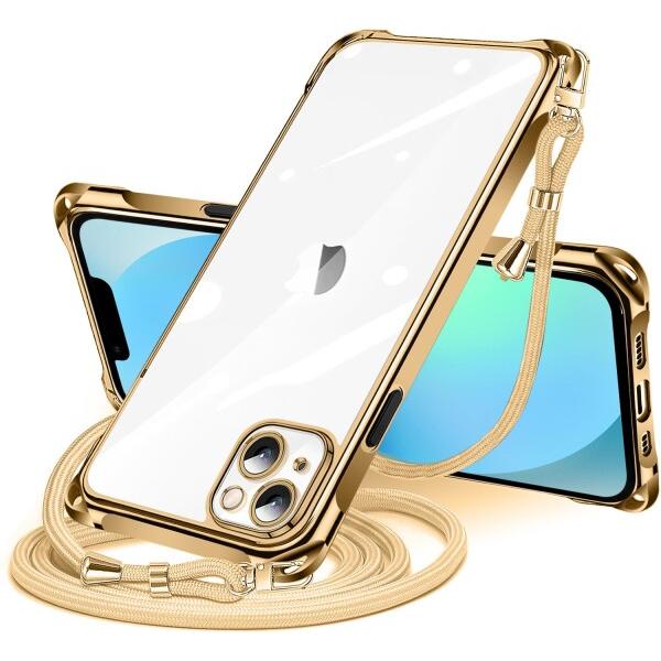 NISIILNG iPhone 13 mini 用 ケース クリア ショルダー iphone13mini スマホケース アイフォン13ミニ カバー 肩掛け 斜めかけ 縄掛けケース 透明 TPU 薄型 軽量 耐衝撃 紐付き 斜めがけ 織りスト...