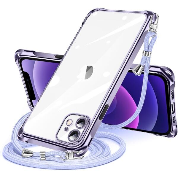 NISIILNG iPhone 12 mini 用 ケース クリア ショルダー iphone12mini スマホケース アイフォン12ミニ カバー 肩掛け 斜めかけ 縄掛けケース 透明 TPU 薄型 軽量 耐衝撃 紐付き 斜めがけ 織りスト...