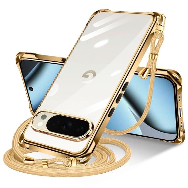 NISIILNG Google Pixel 10 Pro XL 用 ケース クリア ショルダー pixel 10pro xl 用 スマホケース ピクセル 10Pro XL カバー 肩掛け 斜めかけ 縄掛けケース 透明 薄型 軽量 TPU 紐...