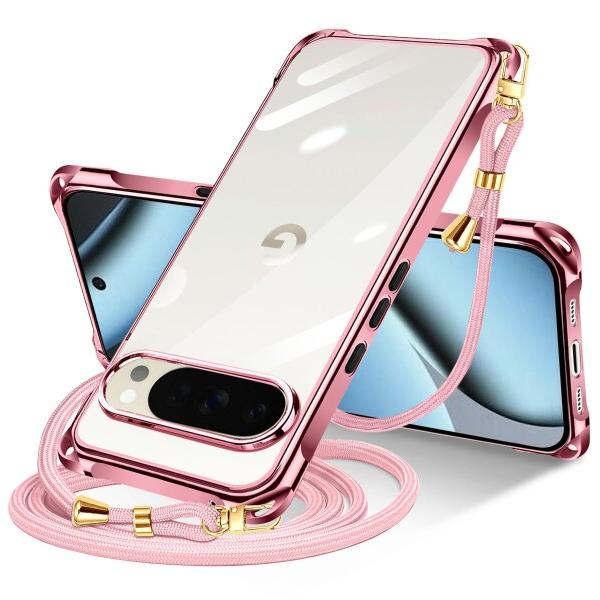 NISIILNG Google Pixel 10 Pro XL 用 ケース クリア ショルダー pixel 10pro xl 用 スマホケース ピクセル 10Pro XL カバー 肩掛け 斜めかけ 縄掛けケース 透明 薄型 軽量 TPU 紐...