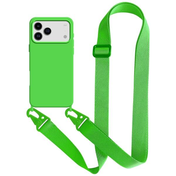 UnnFiko For iPhone 17 Pro Max ケース ネックストラップ スマホケース 蛍光色 シリコン アイフォン 17 Pro Max ケース シンプル ソフト 保護カバー 携帯ストラップ 紐付き 斜めがけ (iPhone ...