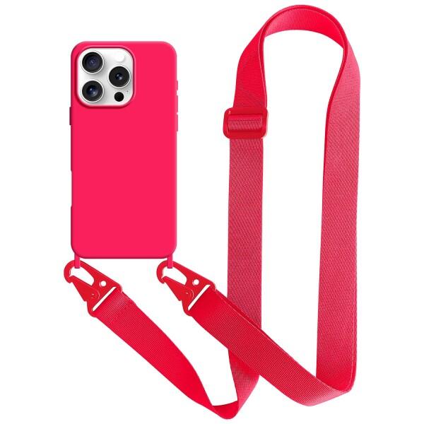 UnnFiko For iPhone 16 Pro Maxケース ネックストラップ スマホケース 蛍光色 シリコン アイフォン 16 Pro Max ケース シンプル ソフト 保護カバー 携帯ストラップ 紐付き 斜めがけ (iPhone 1...