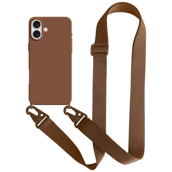 UnnFiko For iPhone 17 ケース ネックストラップ スマホケース 蛍光色 シリコン アイフォン 17 シンプル ソフト 保護カバー 携帯ストラップ 紐付き 斜めがけ (iPhone 17,Caramel)商品コード：660...