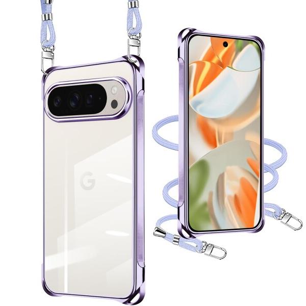 xiusiteli For Google Pixel 10 Pro XL 用 ケース クリア ショルダー 10Pro XL 携帯カバー 耐衝撃 全面保護 スマホケース ストラップ付き 肩掛け 斜めかけ 縄掛けケース TPU 薄型 軽量 取り...