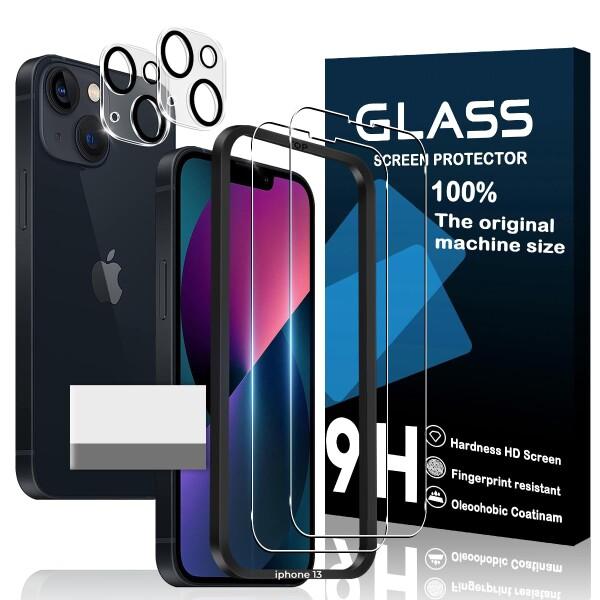 対応 iPhone 13 ガラスフィルム iPhone 13 ガイド枠付き 指紋防止 iphone13 強化ガラス 液晶 アイフォン 13 保護フィルム 国産旭硝子素材 撥油性 超耐久 高光沢 超薄型 硬度9H 指紋防止 衝撃吸収 高透過率...
