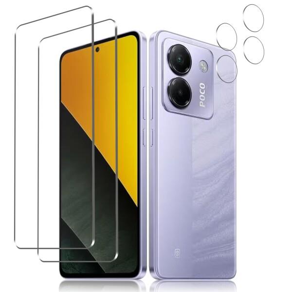 【発売日：2025年04月03日】Xiaomi POCO M7 Pro 5G ガラスフィルム + Xiaomi POCO M7 Pro 5G カメラフィルムシャオミ POCO M7 Proフィルム 指紋認証対応 硬度9H 耐衝撃 スクラッチ...
