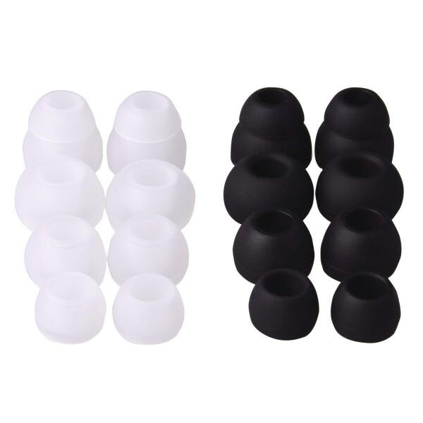 交換用イヤホン イヤーチップ Powerbeats Skullcandy LG パナソニック Symphonized iFrogz Mpow S M L ダブルフランジ用 8 Pairs (16 Pieces) BlackClear12-2...