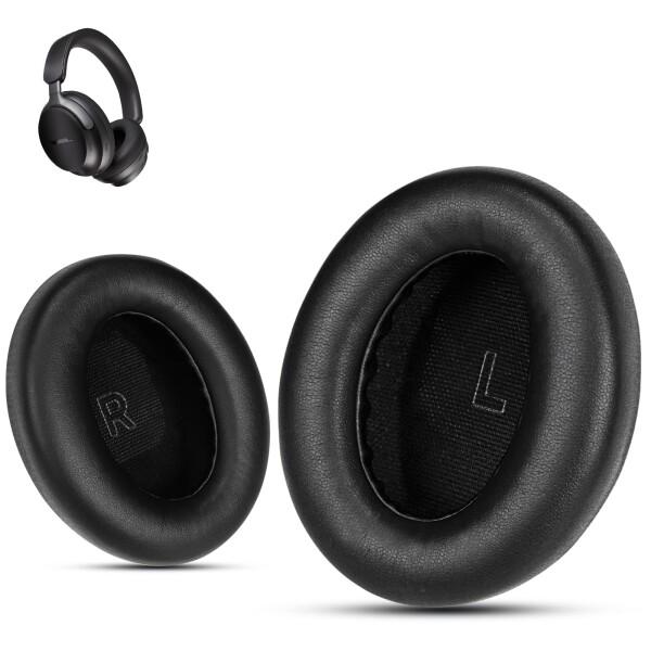 Krone Kalpasmos Bose QuietComfort Ultra用プロフェッショナル交換用イヤーパッド、Bose Ultra QuietComfortヘッドフォン用イヤークッション、ソフトレザー+高密度キャンセルフォーム、ブラ...