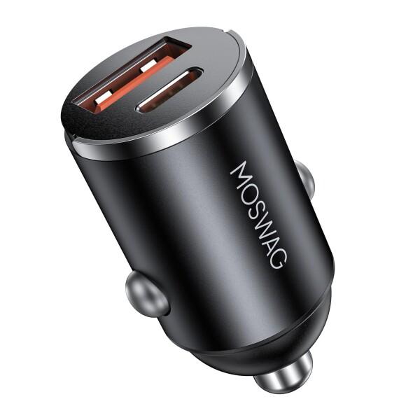 MOSWAG シガーソケット USB &amp; USB-C カーチャージャー最強コスパ シガーソケット 2ポートType C カーチャージャー 車出っ張らない しがーソケット USB 車載充電器 iPhone 17/16/15/14/13...