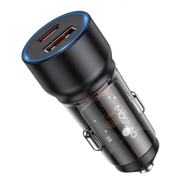 MOSWAG シガーソケットPD3.0、しがーソケット usb 急速充電カーチャージャー 2ポート、 シガーソケット 充電器 iPhone 17/16/15 Pro Max/Samsung Galaxy S25/S24/S23/S22/S2...