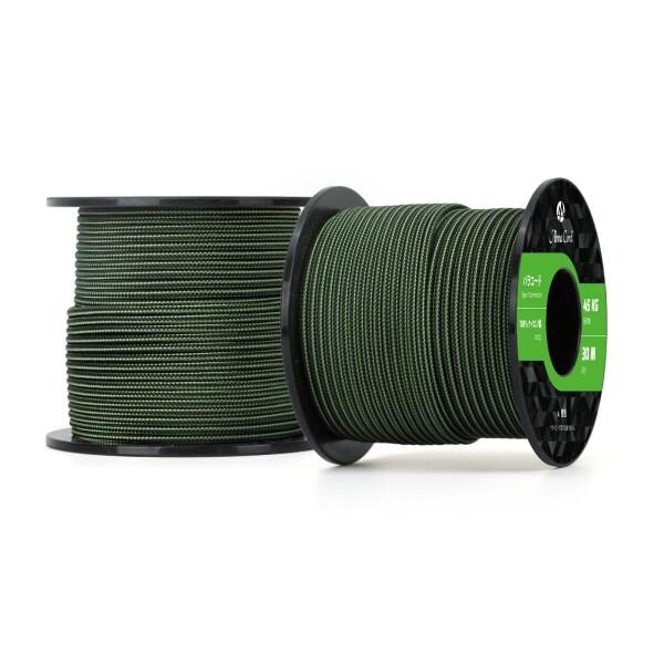 Abma Cord パラコード 2mm 1芯 耐荷重45kg 100%ナイロン 30M - フォレストグリーン＆ブラック商品コード：66080553182型番：AC-SW130-sllv-hei-JPサイズ：30mカラー：フォレストグリーン...