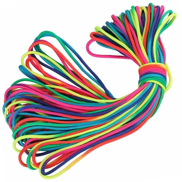 JUJUGO 7芯パラコード 31m 径4mm カラフル 可能 高強度ナイロン芯 ポリエステル外装 アウトドア 手芸 DIY ブレスレット ペットリード 全1巻き （ダークレインボーカラー）商品コード：66080553222型番：HJ251...