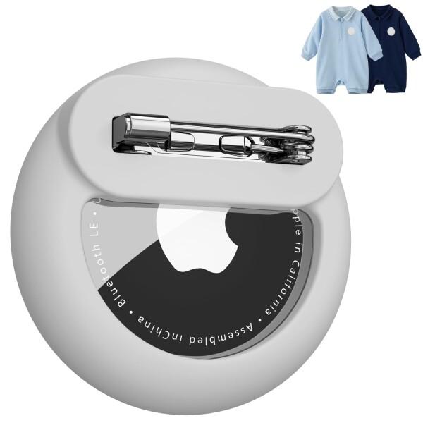 対応 Air tag ケース ピンバッジ アップル 子供 見えないピン付き シリコン 隠しケース 全面保護 紛失防止 子供 高齢者 衣類 バックパック に最適 (グレー)商品コード：66080560176型番：WYATKカラー：グレー【対応...