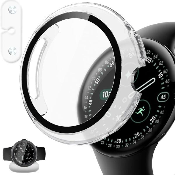 GYOKUYU (ケース+充電補助アダプター) FOR Google Pixel Watch 4 41mm/45mm保護カバー グーグル ピクセルウォッチ4充電可能 一体型カバー 充電対応 ガラスフィルム 充 電中ケース取り外し不要（45m...