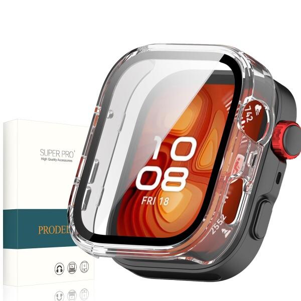 PRODELI For HUAWEI WATCH FIT 4 Pro 専用 ケース+ガラスフイルム（2025） 軽量 PC+ガラス 一体型カバー キズ防止 取り付け簡単 huawei fit 4 Pro 用 カバー （透明）商品コード：66...