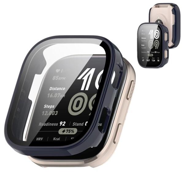 BOOLINN For Amazfit Bip 6 カバー 対応 amazfit bip 6 ケース 超薄型 PC+ガラス素材 高透過率 高耐久 防塵・防傷 装着簡単 脱落しやすい 耐衝撃（ブルー)商品コード：66080572551型番：B...