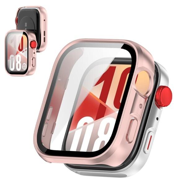 BOOLINN huawei watch fit 4 カバー 対応 huawei fit 4 ケース 超薄型 PC+ガラス素材 高透過率 高耐久 防塵・防傷 装着簡単 脱落しやすい 耐衝撃(ローズゴールド)商品コード：66080572663...