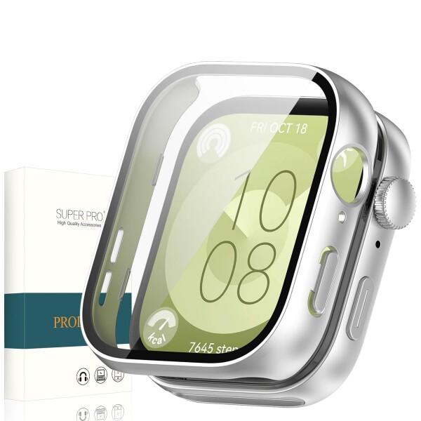 PRODELI For HUAWEI WATCH FIT3 専用 ケース+ガラスフイルム PC+ガラス キズ防止 一体型 軽量 取り付け簡単 huawei fit 3 用 保護カバー （シルバー）商品コード：66080572950型番：L7...