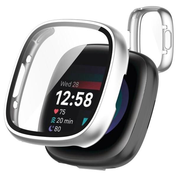 TOORQR For Fitbit Sense 2/Versa 4 ケース Fitbit Sense 2/Versa 4 カバー PC素材 カバー ガラスフィルム一体型 全面保護 耐衝撃 軽量 指紋防止 傷防止 キズ防止 防塵 日本旭硝子材...
