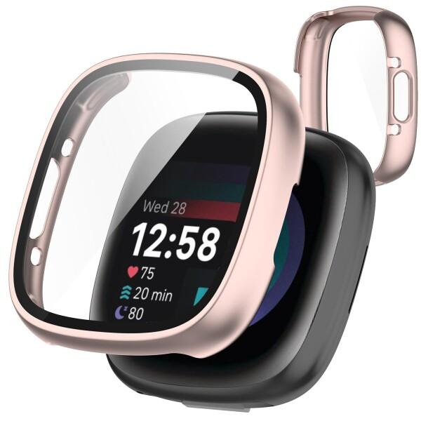TOORQR For Fitbit Sense 2/Versa 4 ケース Fitbit Sense 2/Versa 4 カバー PC素材 カバー ガラスフィルム一体型 全面保護 耐衝撃 軽量 指紋防止 傷防止 キズ防止 防塵 日本旭硝子材...