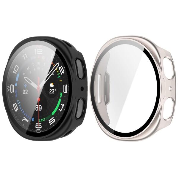 RuenTech 対応Samsung Galaxy Watch 8 ケース(PC素材+強化ガラス),サムスンギャラクシー ウォッチ 8 (40mm/44mm)用カバー 一体型ケース フィルム 装着簡単 高透過率 擦り傷防止 衝撃吸収 全面保...
