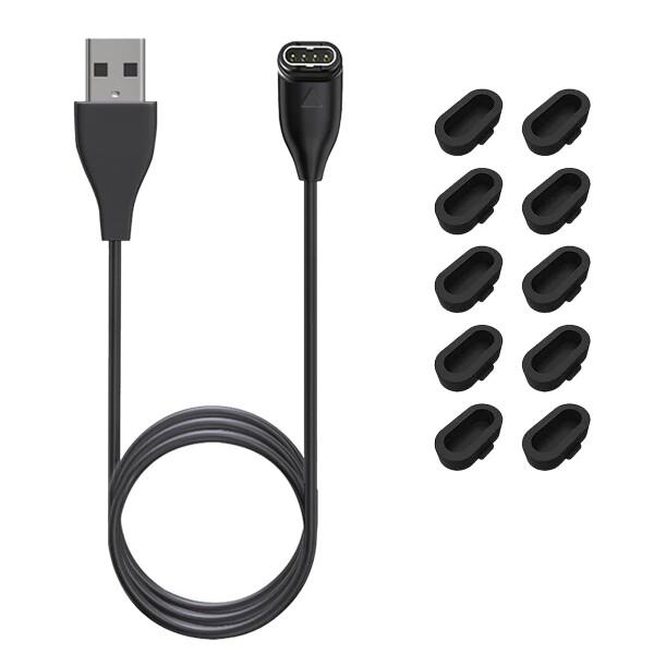 ガーミン用充電ケーブル L型 Popolier (充電ケーブル1m*1本+黒色の防塵プラグ) Garmin 用 USBチャージングケーブル 高速データ転送  - USB ケーブル 充電器 100cm - スマートウォッチのアクセサリ商品コー...