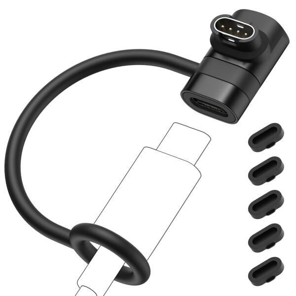 MoKo ガーミン用 変換アダプター L型 Type-C アダプタ*1＋防塵プラグ*5 充電ポート用 Fenix8/7/6/Vivoactive6/5/4/Venu4/3/2/Forerunner165/970/965/265/ForeAt...