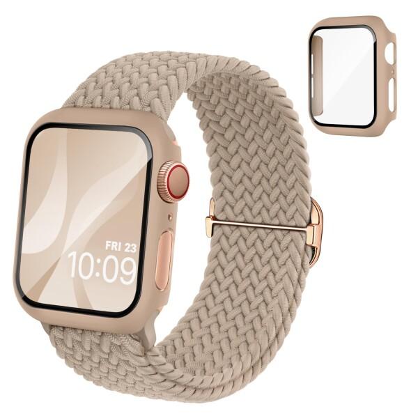 コンパチブル Apple Watchと互換性のあるバンド 編みナイロン製 アップルウォッチ用バンド 保護カバー付き アップルウォッチ向けのスポーツベルト 互換用のApple Watch Bandとケース 一体型 耐衝撃 全面保護 装着簡単 ...