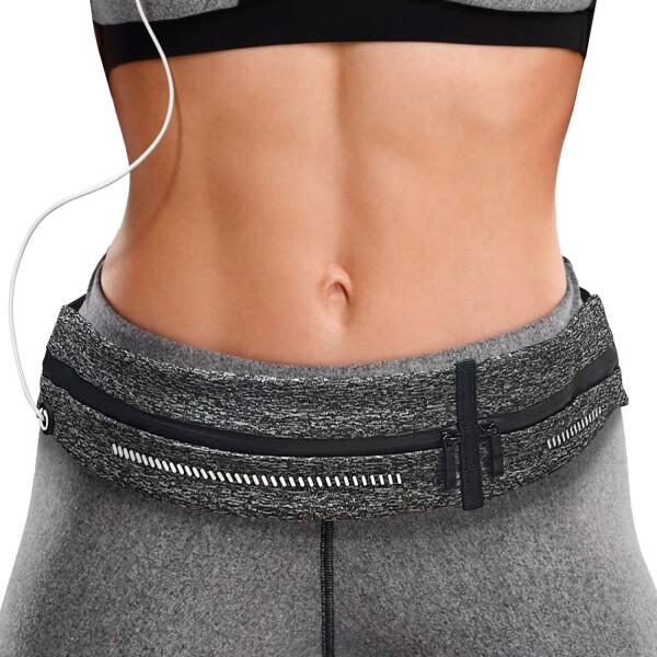 ［SIMPS］ ランニングポーチ スマホ ウエストポーチ 「身体に密着するベルト型デザインで、２ポケット構造」 防水 ランニング ポーチ (カモフラグレー)商品コード：66080576469サイズ：約６０cm〜１１０cmカラー：カモフラグレー