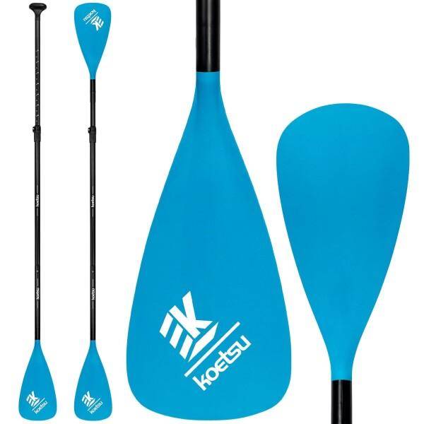KOETSU 軽量 調節可能 SUP/カヌー兼用 パドル | アルミ合金製 フローティング ダブルエンドパドル | 4段階調節 &amp; 人間工学に基づいたグリップ | パドルボード、カヤック、釣り船に最適 (ブルー)商品コード：6608...