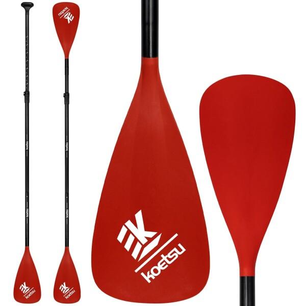 KOETSU 軽量 調節可能 SUP/カヌー兼用パドル | アルミ合金製 フローティング ダブルエンドパドル | 4段階調節 &amp; 人間工学に基づいたグリップ | パドルボード、カヤック、釣り船に最適 (レッド)商品コード：66080...