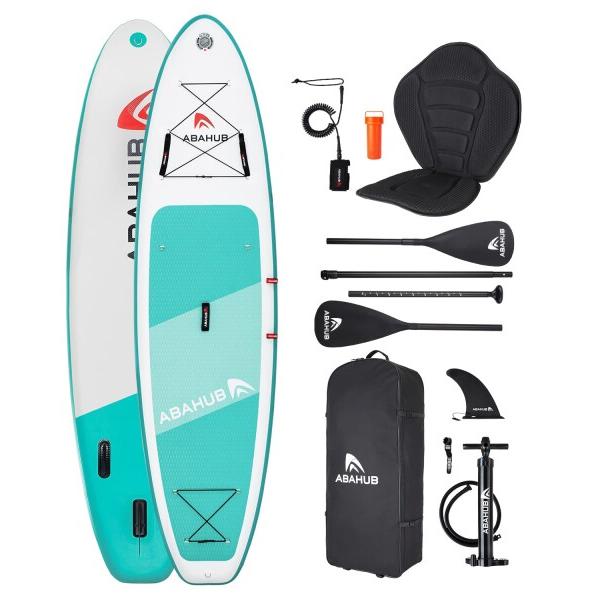 Abahub sup ボード インフレータブル パドルボード 長320cm 幅78cm 厚15cm 耐荷重量150kg 調整可能なパドル付き グリーン スタンドアップパドルボード 、カヤックシート、ヨガ、カヤック、カヌー、釣り商品コード：6...