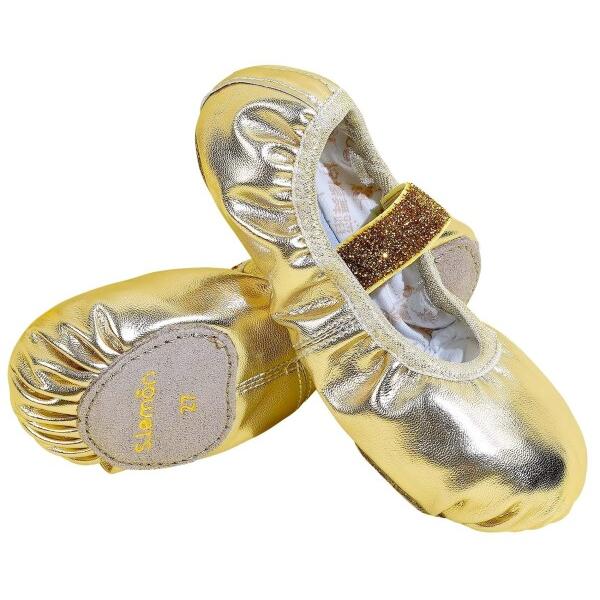 (s.lemon) バレエダンスシューズ 皮製バレエ靴 バレエ ダンス用品ダンス練習シューズ 大人&amp;子供用 初心者 練習用 Gold 36EU商品コード：66080582777サイズ：22.5 cmカラー：ゴールドs.lemonのバ...