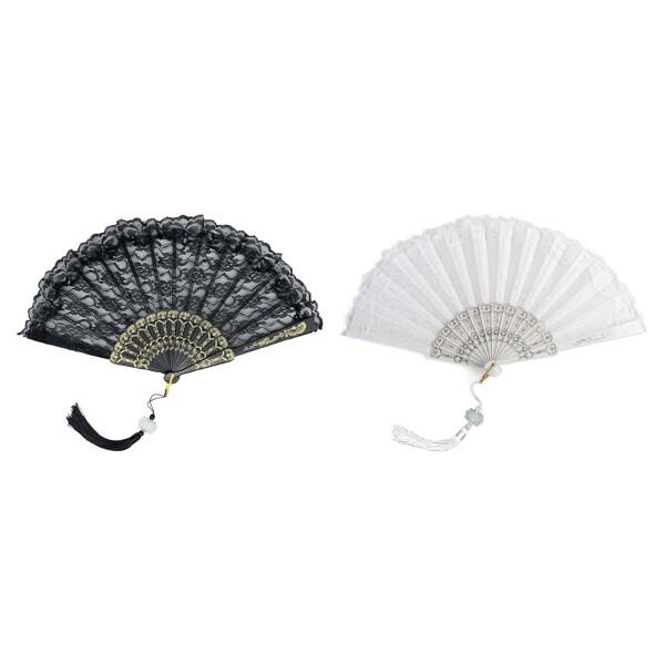 Mirhua レース扇子 2個 バラの花 レース 折りたたみ式 扇子 装飾の扇子 ョン プラスチックファン ダンスパフォーマンス用 練習用 バレエ バレエ用品 結婚式 パーティ 贈り物 壁掛け (タッセル)商品コード：66080582823...