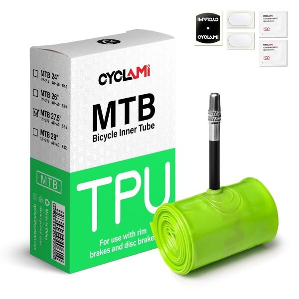 CYCLAMI TPU インナーチューブ 63g 超軽量 MTB27.5/29inch x 1.9-2.5 MTB自転車用TPUチューブ マウンテンバイク 高耐久性 交換用 仏式バルブ長 45mm商品コード：66080592472型番：SL...
