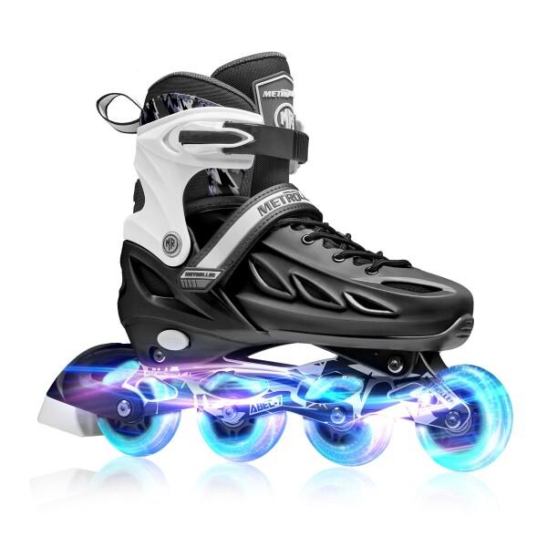 METROLLER インラインスケート 男女用、女性用、4サイズ 調節可能 ローラーブレード ライトアップホイール付き、 Inline skate イルミネーションローラーブレード キッズ&amp;大人用、初心者、若者向け 子供インライン ...