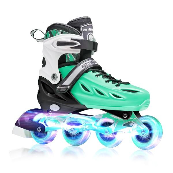 METROLLER インラインスケート 男女用、女性用、4サイズ 調節可能 ローラーブレード ライトアップホイール付き、 Inline skate イルミネーションローラーブレード キッズ&amp;大人用、初心者、若者向け 子供インライン ...