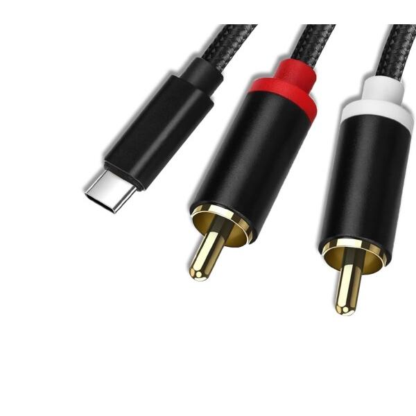 VECASDEN USB-C to RCAオーディオケーブル、編み込みステレオオーディオ変換ケーブル Type-Cオスから2RCAオスY型スプリッター、対応Googl Pixel 9/8/7、対応Phone 16/16 Plus/16 Pr...