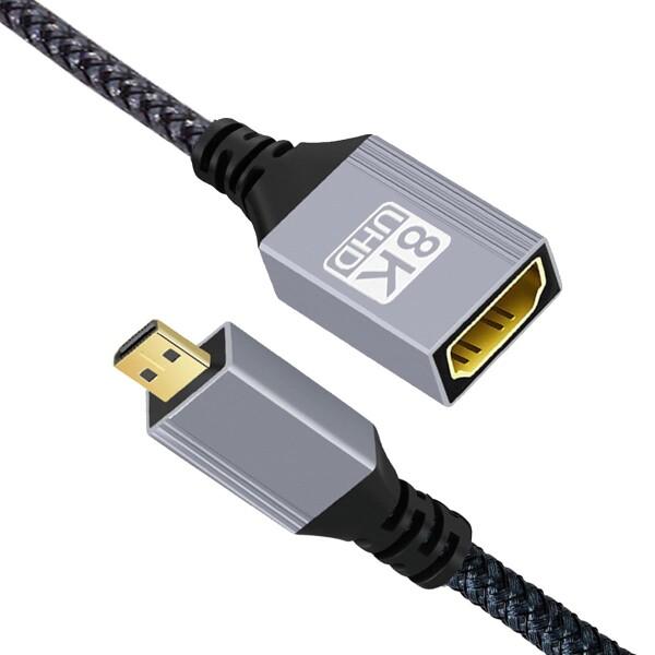 CY ケーブル 8K タイプD Micro HDMI 2.1 オス - HDMI メス延長 HDTV ケーブル DV カメラ ノートパソコン ポータブル モニター用商品コード：66080877718型番：HD-026-BK-HXサイズ：16...