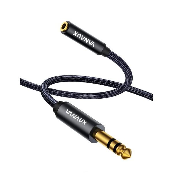 VANAUX 6.35mm 3.5mm 変換ケーブル 6.35mm（1/4"）オス-3.5mm（1/8"）メスステレオ標準プラグ 変換 TRS ジャックオーディオアダプター、アンプ、ギター、ラップトップ、ホームシネマ、スマートフォンなど (...