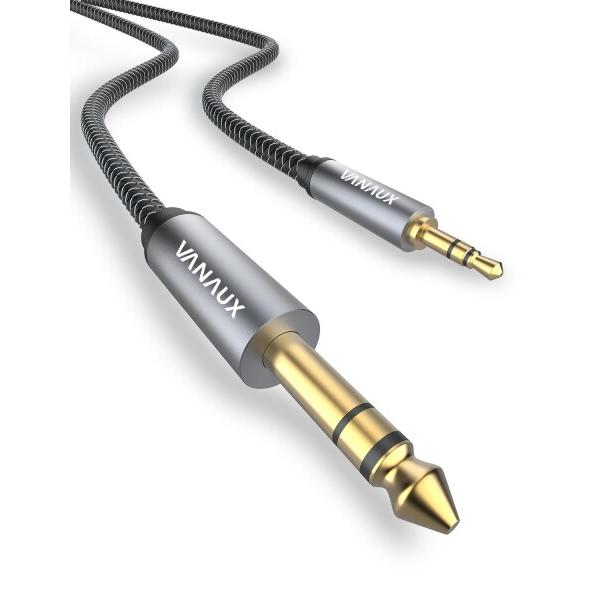 VANAUX 3.5mm to 6.35mm オーディオ変換ケーブル 3.5mmミニプラグ to 6.35mm標準プラグ オス-オス ステレオケーブル スピーカー、アンプ、ギター、ホームシネマ機器、ノートパソコン、ヘッドフォンに適しています...