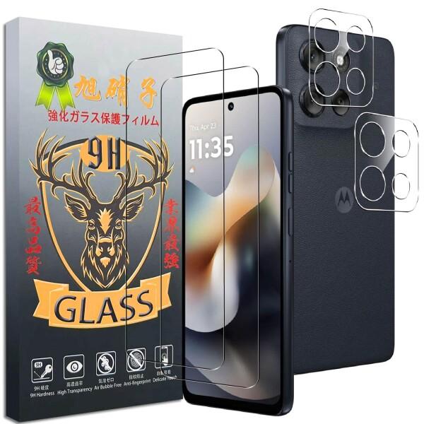 対応 moto g66j 5G / moto g66y 5G フィルム motog66j / g66y ガラスフィルム (2枚) + レンズ保護フィルム (2枚) モトローラ g66j 5G / モトローラ g66y 5G 保護 フィルム ...