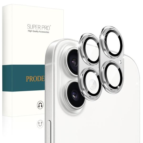 PRODELI For iPhone 17 専用 カメラフィルム キズ防止 アルミ合金製＋AR高透過率 一体型 耐衝撃 硬度9H 強化ガラス 防爆裂 気泡ゼロ 高透過率 露出オーバー防止 アイフォン 17 用 レンズ 保護フィルム (シルバ...