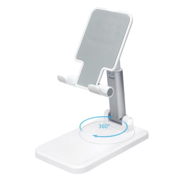 携帯電話ホルダー タブレットホルダー 卓上撮影 高さ/角度調整 360°回転 折りたたみ式 水平/垂直 充電ホルダー 横滑り防止 便利な (ホワイト)商品コード：66080889802型番：360°-baiseカラー：360°回転（ホワイト...