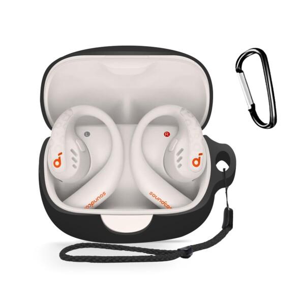 Anker Soundcore AeroFit Pro 用 ケース 全面保護カバー シリコンケース  カラビナ付き 耐衝撃 防水 防塵 装着充電可能 全面保護 キズ防止 Anker Soundcore AeroFit Pro 対応インイヤー...
