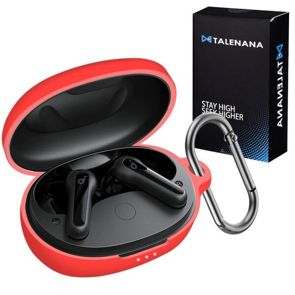 TALENANA for Anker Soundcore Life P2 Miniケース シリコーン 保護カバー 耐衝撃 防水 防塵 キズ防止 装着充電可能 全面保護ケース イヤホン カラビナ付き Anker Soundcore Life ...